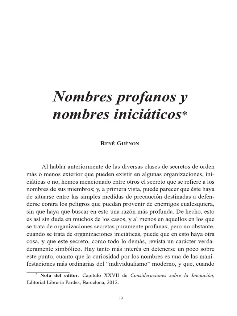 Guénon René - Nombres Profanos y Nombres Iniciáticos | PDF | Esencia ...