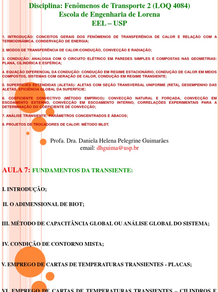 Aula 4 Análise Transiente | PDF | Condução térmica | Transferência de calor