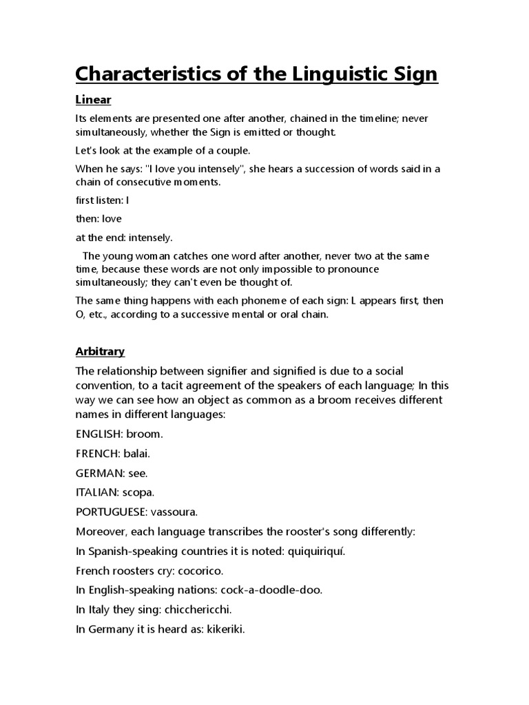 Characteristics of The Linguistic Sign | PDF | Word | English Language