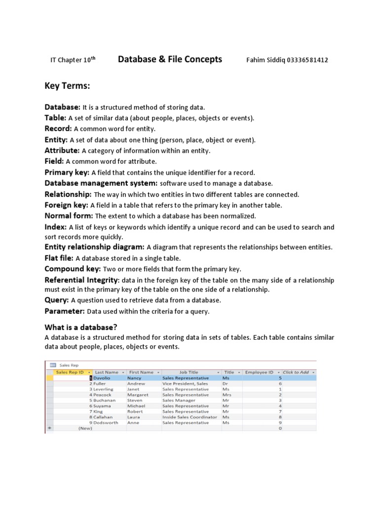 Database & File Concepts Key Terms | PDF | Relational Database | File ...