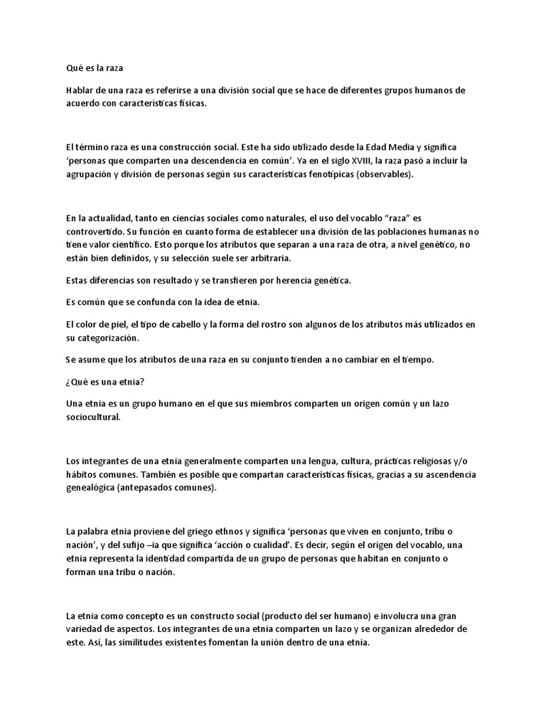 Qué Es La Raza | PDF