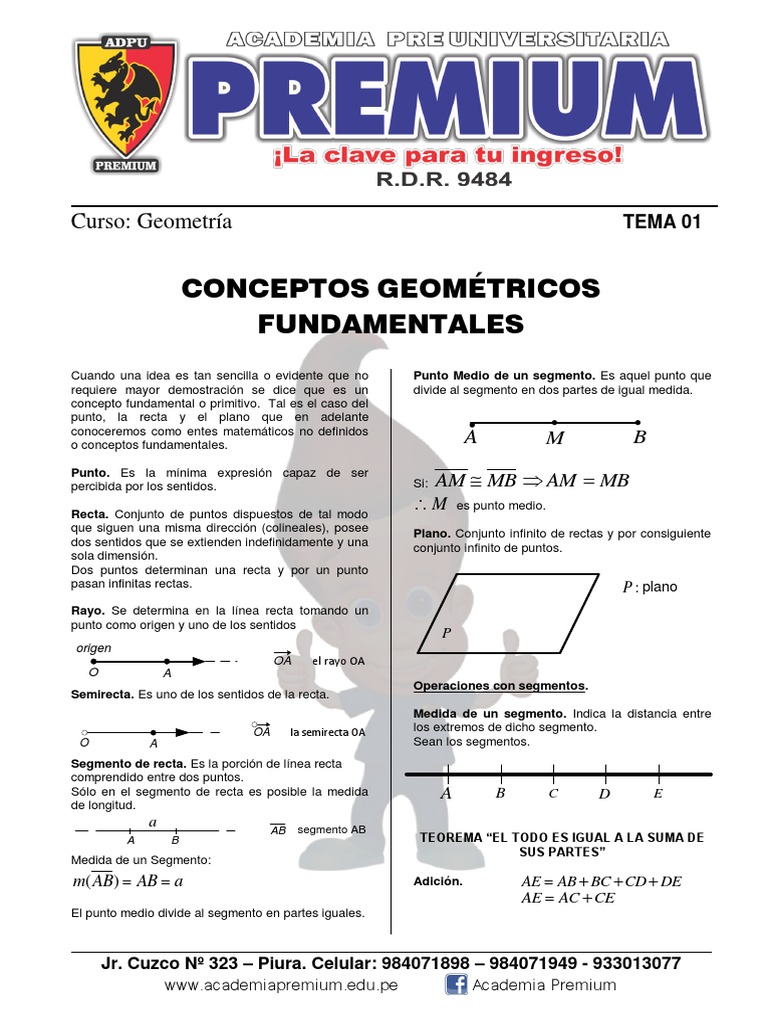 Tema 01 de Geometria - Segmentos Angulos | PDF | Ángulo | Línea (geometría)