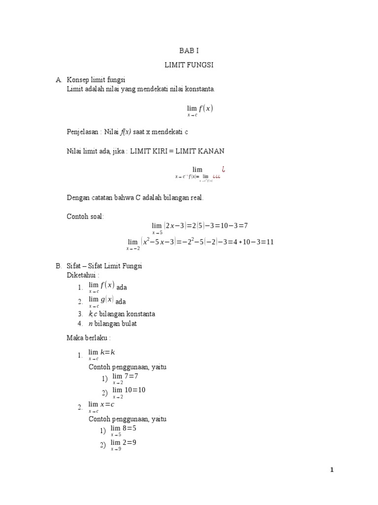 Limit Fungsi: Konsep dan Contoh | PDF