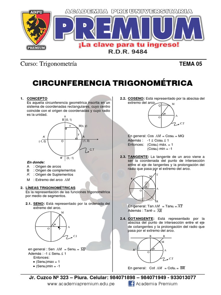 Tema 05 de Trigonometria - Circunferencia Trigon | PDF | Funciones trigonométricas | Trigonometría