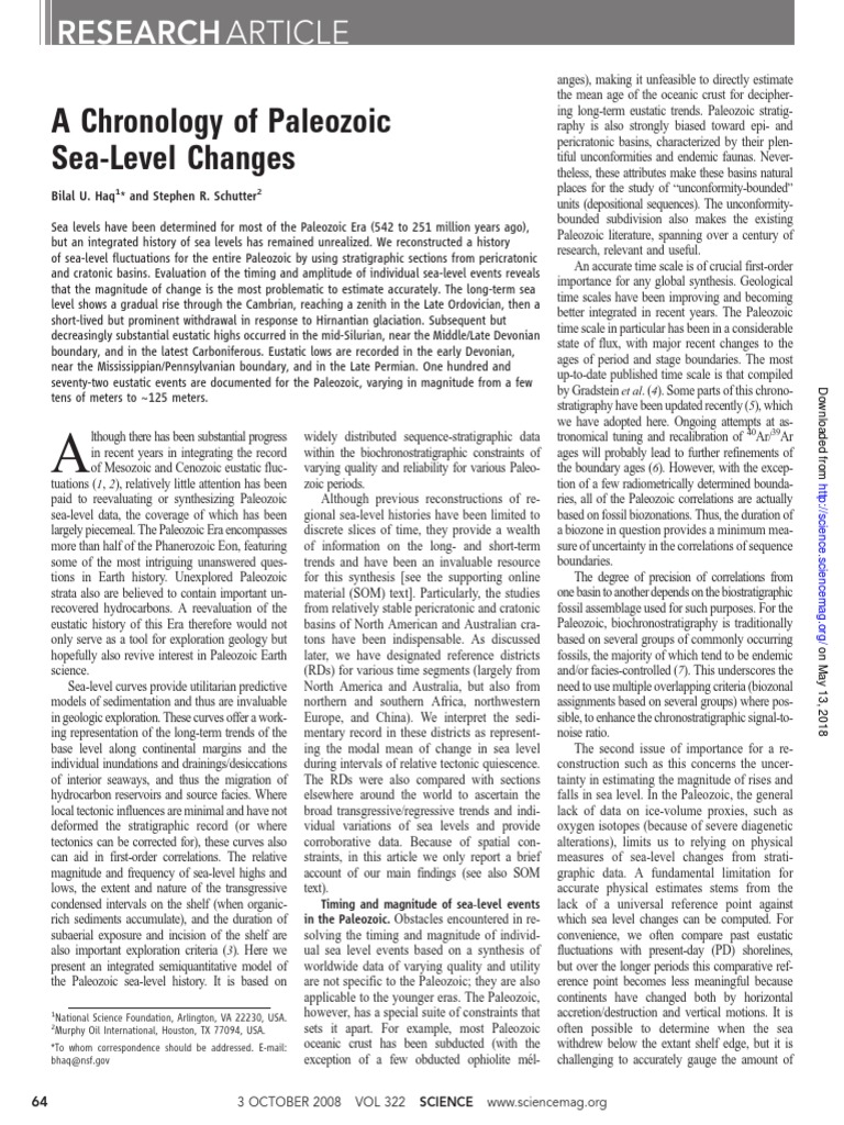 03 Haq & Schutter, 2008 - A Chronology of Paleozoic Sea-Level Changes ...