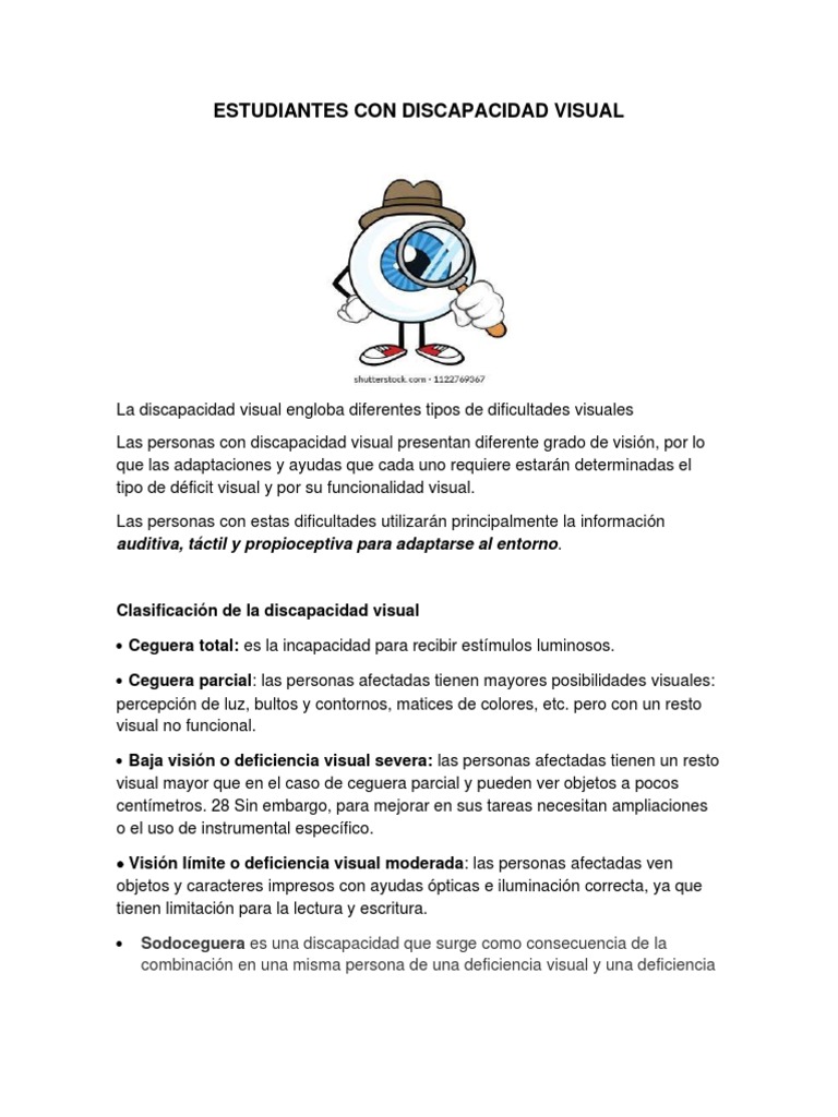 Estudiantes Con Discapacidad Visual | PDF | Percepción visual | Invalidez