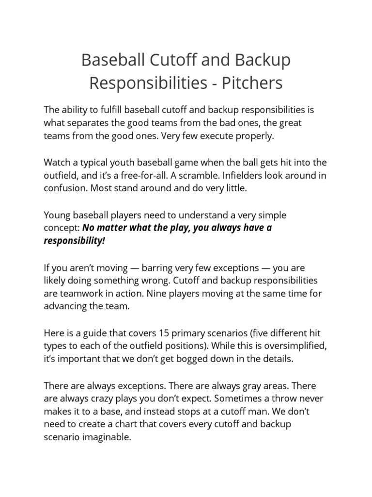 Baseball Cutoff and Backup Responsibilities - Pitchers: No Matter What ...