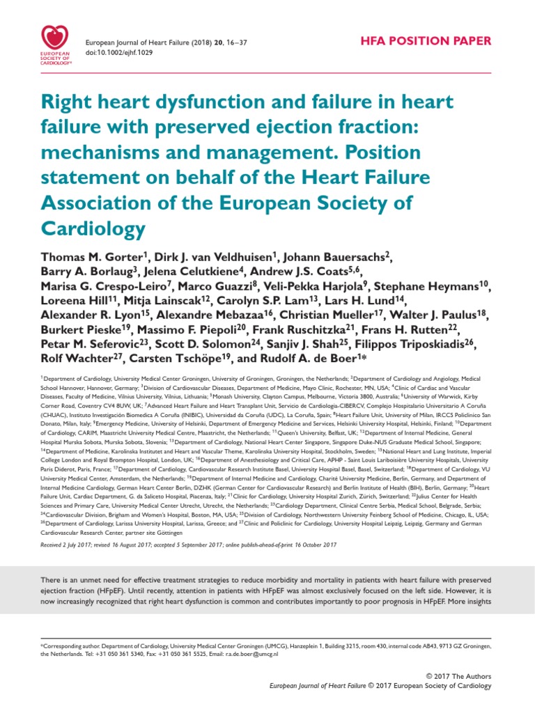 European J of Heart Fail - 2017 - Gorter - Right Heart Dysfunction and ...