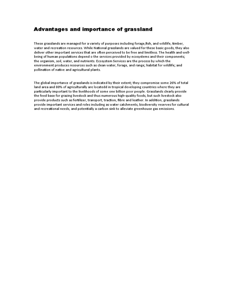 Advantages and Importance of Grassland | PDF