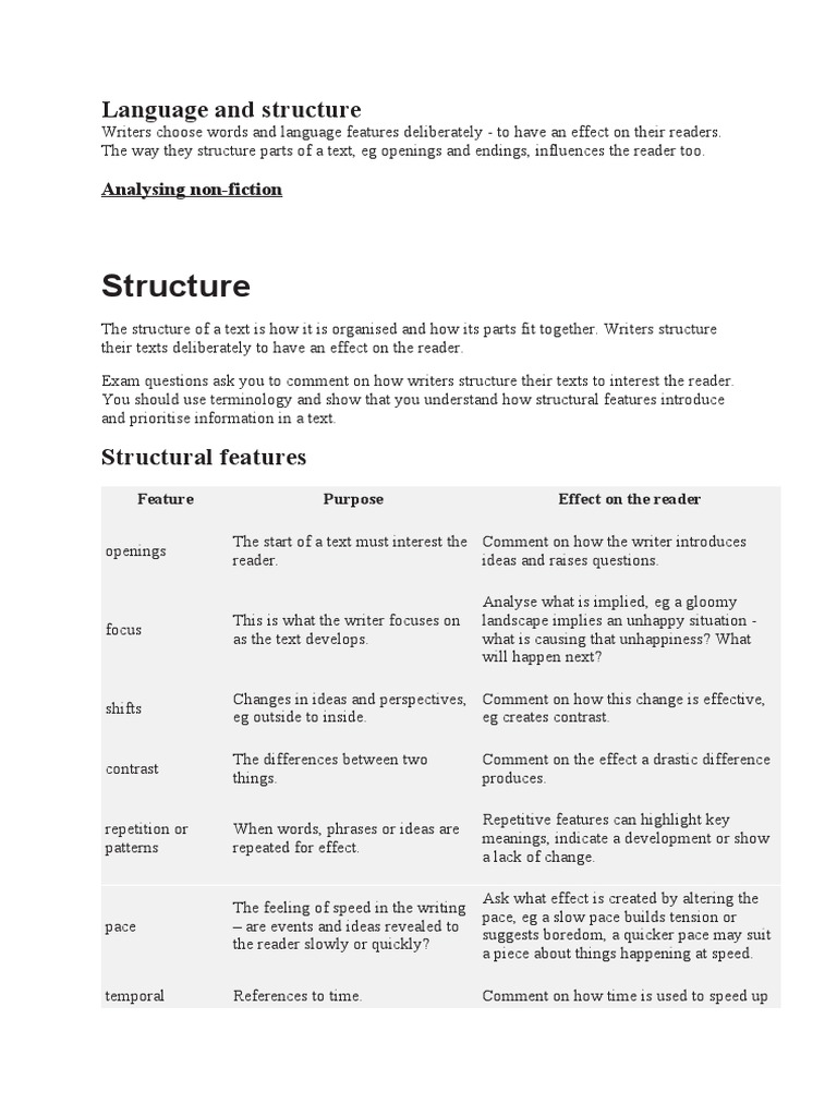 Language and Structure | PDF | Fires | Word