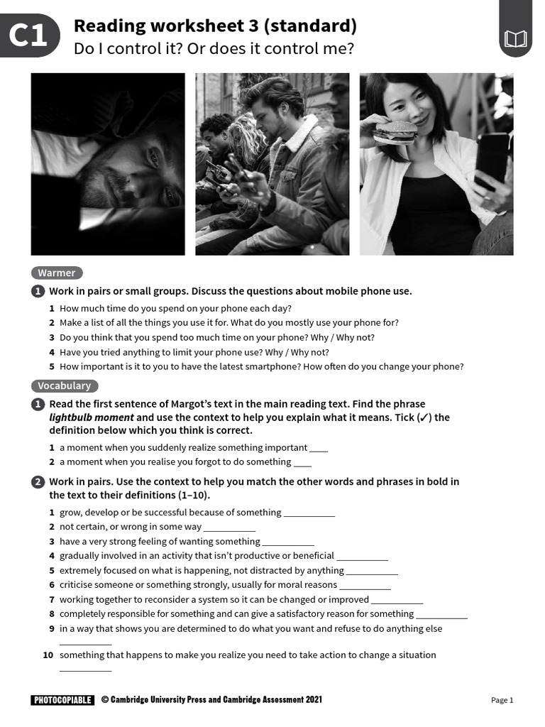 C1 Advanced Reading Worksheet 3 | PDF | Question | Cognitive Science