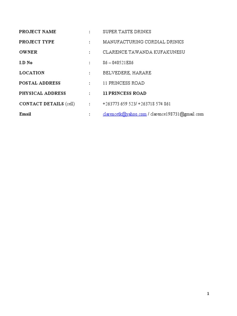 Super Taste Drinks Business Proposal | PDF | Fodder | Livestock