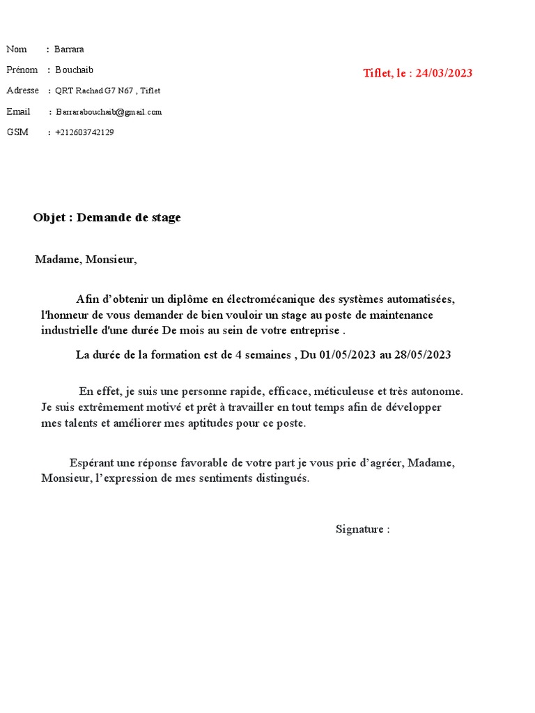 Demande de Stage | PDF