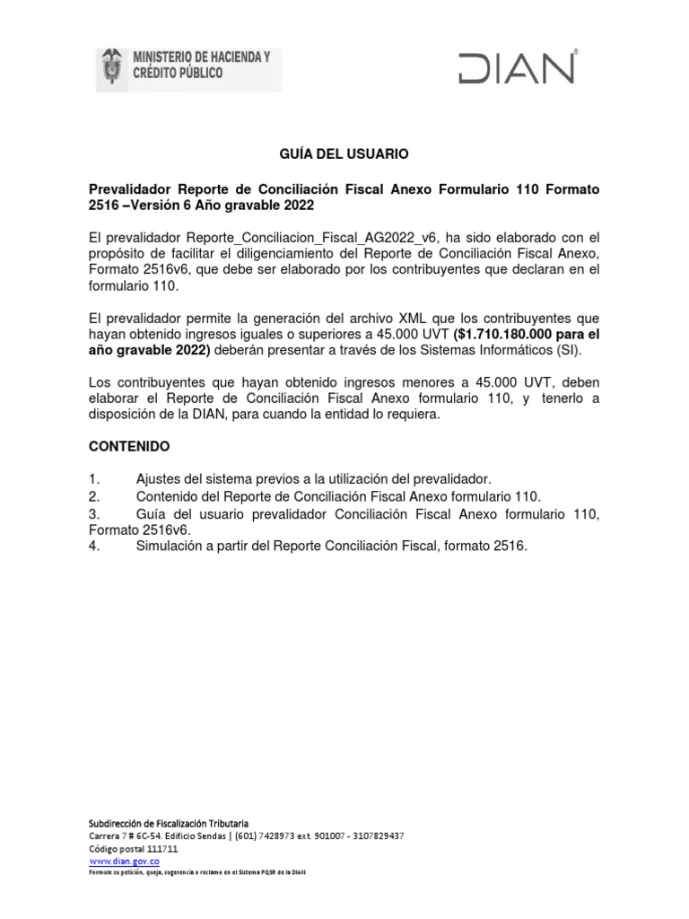 Guia Del Usuario Prevalidador Reporte Conciliacion Fiscal - Formato ...