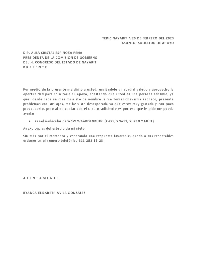 Oficio Solicitud Presidencia | PDF