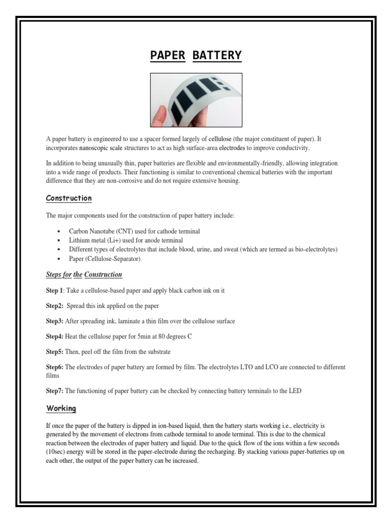 Paper Battery | PDF | Energy Storage | Electricity