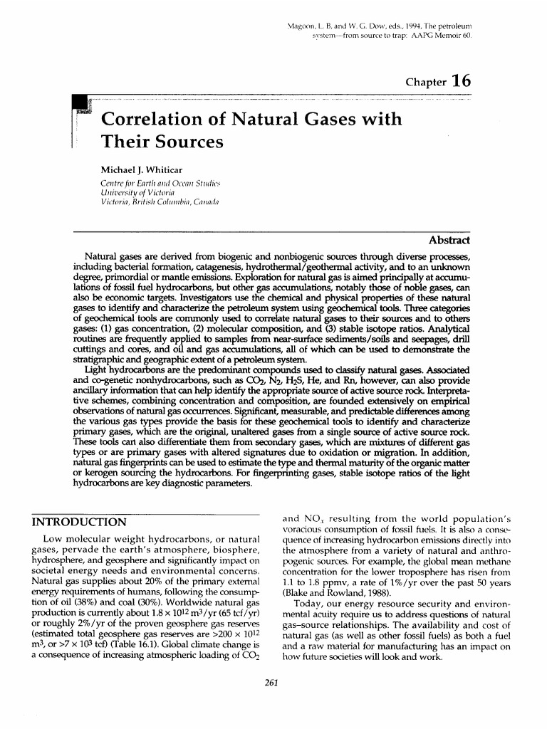 Whiticar 1994 - Correlation of Natural Gases From Their Sources | PDF