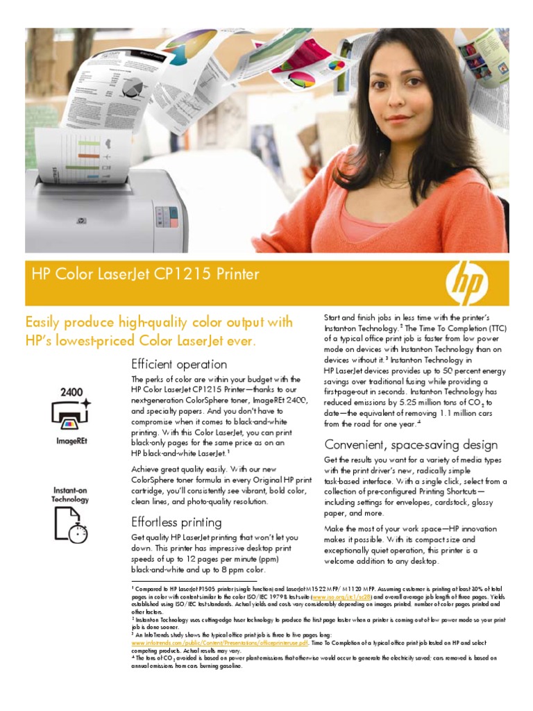 HP Color LaserJet CP1215 Specs | PDF | Printer (Computing) | Computer ...