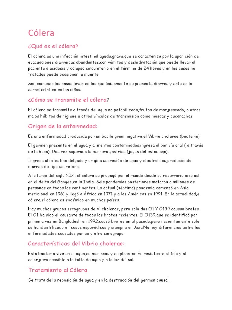 ¿Qué Es El Cólera? | PDF | Cólera | Diarrea