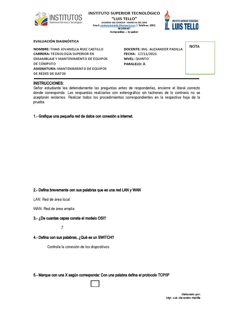 Instituto Superior Tecnológico "Luis Tello": Ensamblaje Y Mantenimiento ...