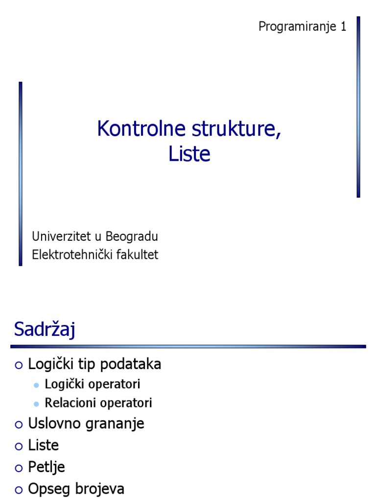 P1 8 Python Kontrolne Strukture Liste | PDF