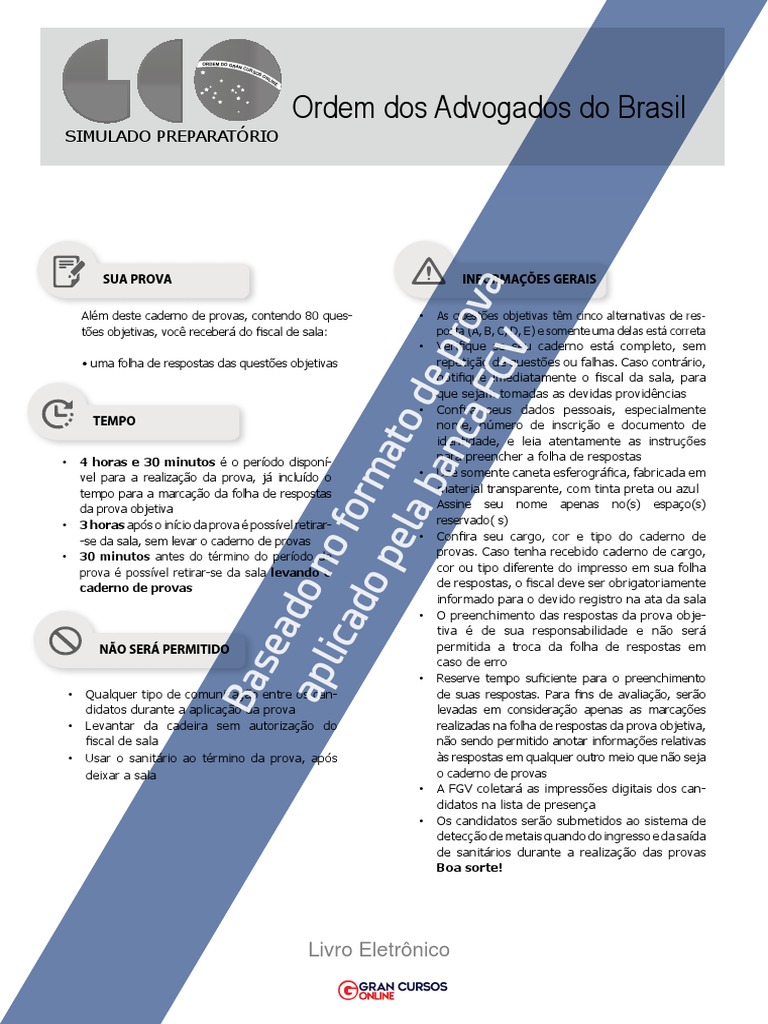 Simulado OAB: Instruções e Questões | PDF | Advogado | Impostos