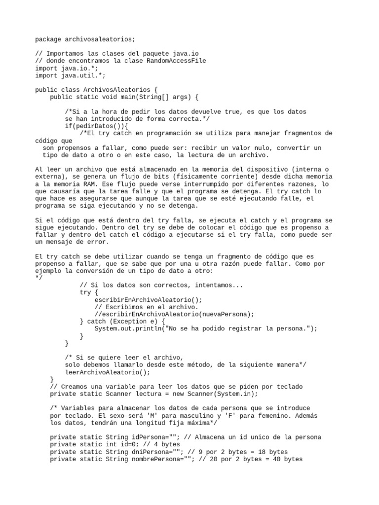 Archivos Aleatorios 1 | PDF | Archivo de computadora | Programación
