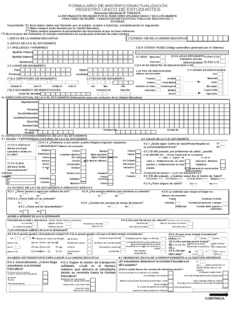 Formulario Rude | PDF