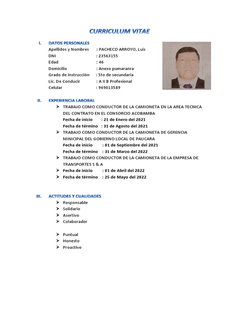 Curriculum Vitae Pacheco | PDF