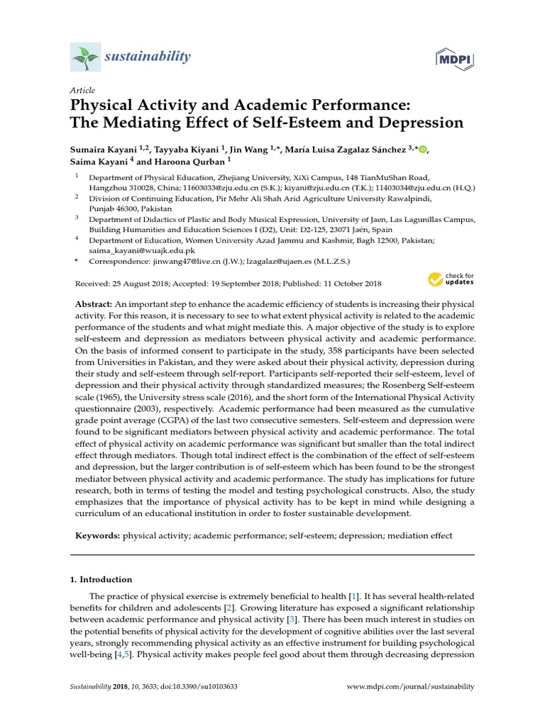 Physical Activity and Self | PDF | Factor Analysis | Self Esteem