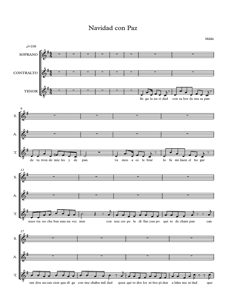 Navidad Con Paz Partitura Completa | PDF