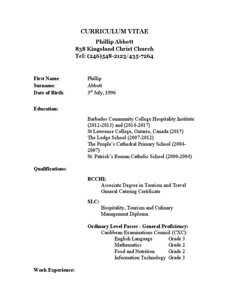 Curriculum Vitae - Phillip Abbott | PDF