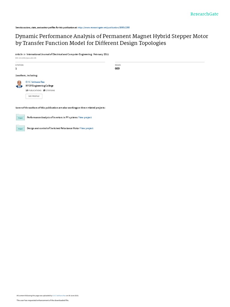 Dynamic Performance Analysis of Permanent Magnet Hybrid Stepper Motor ...