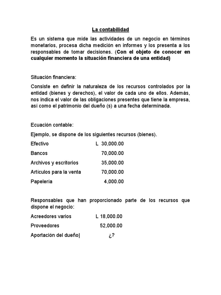 Ecuación Contable | PDF | Contabilidad | Dinero