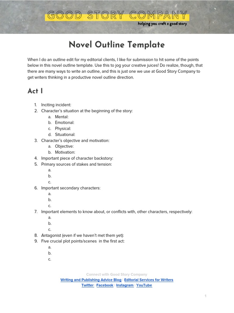 Novel Outline Template Pdf Plot Narrative