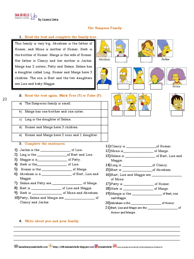 the-simpsons-family- review number, months, days of the week | PDF ...