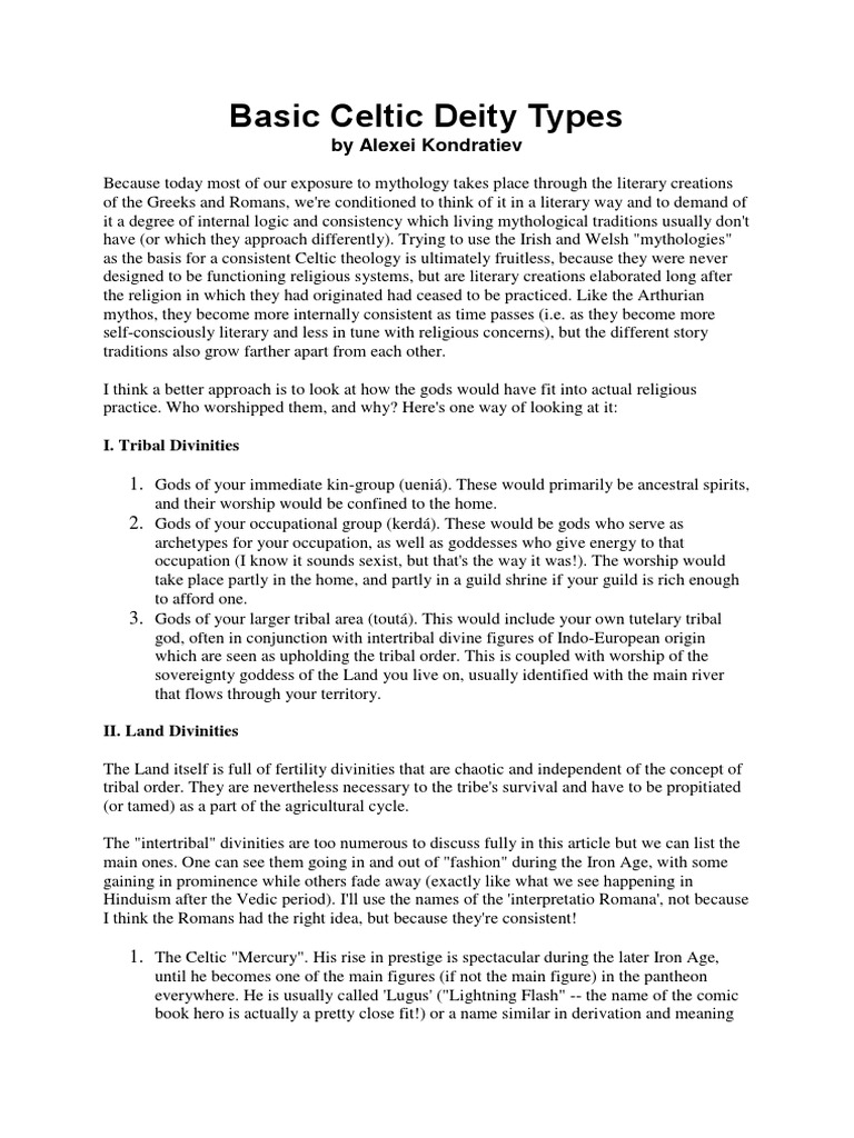 Basic Celtic Deity Types | PDF | Deities | Celts