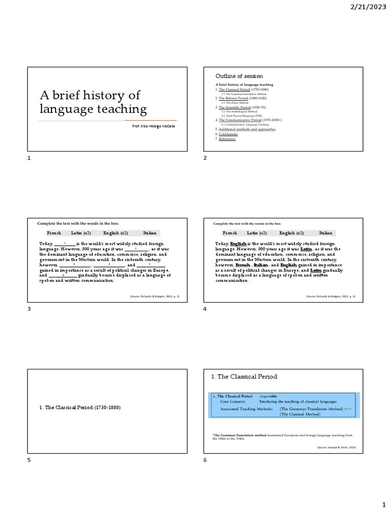 A Brief History of Language Teaching | PDF | Second Language | Language ...