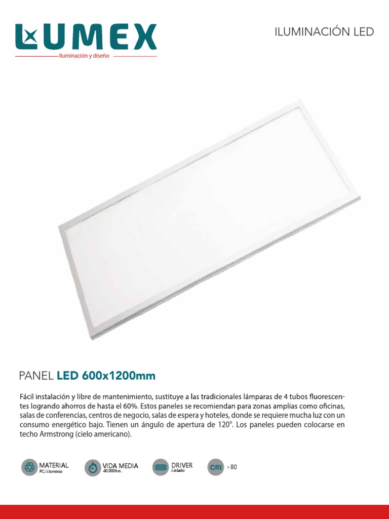 Panel Led 600x1200mm LUMEX | PDF