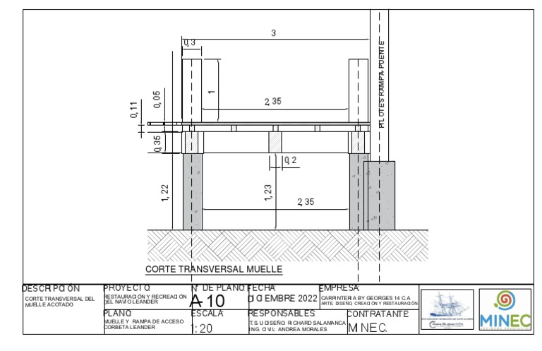 RAMPA Y MUELLE A10 CORTE TRANSVERSAL MUELLE ACOTADO | PDF