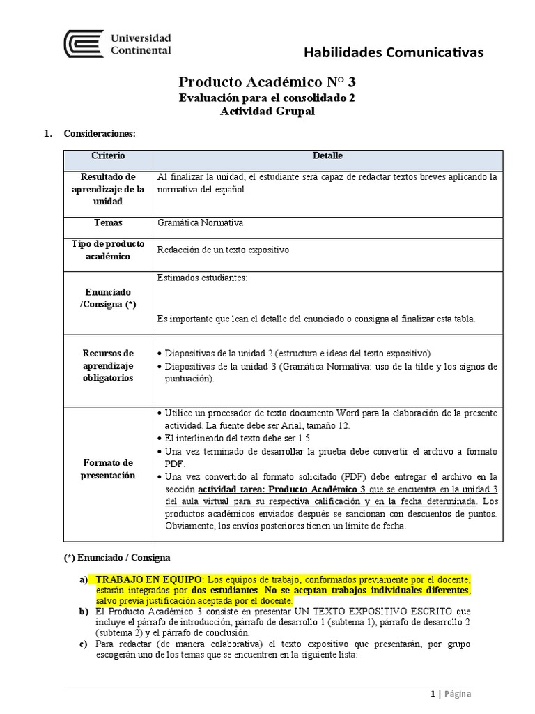 Producto Académico 3 (Enunciado) | PDF | Evaluación | Ciencia cognitiva