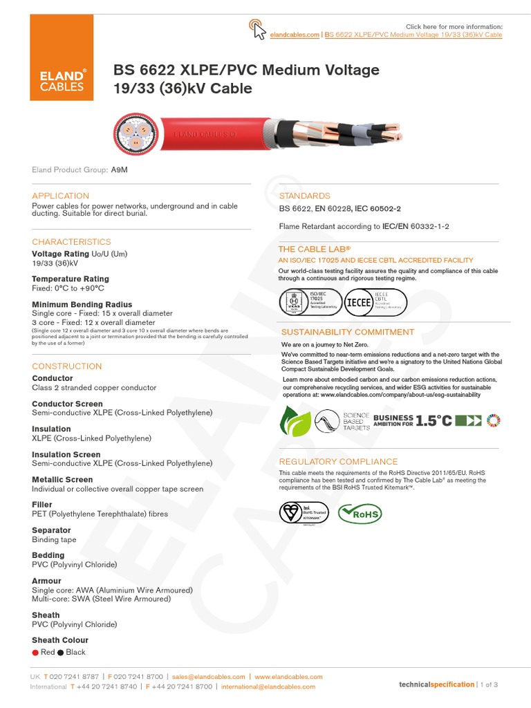 Bs 6622 Xlpe PVC Medium Voltage 19 33 36kv Cable | PDF | Electrical Conductor | Insulator ...