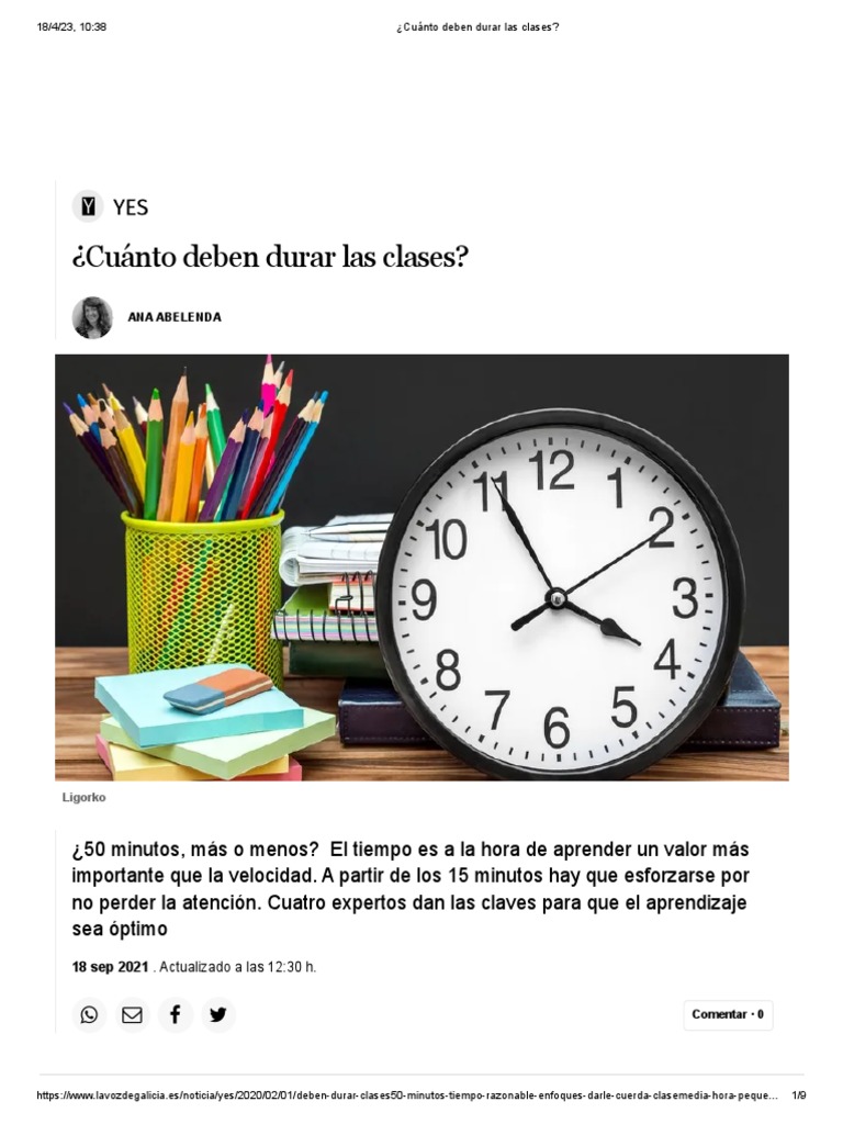 ¿Cuánto Deben Durar Las Clases? | PDF | Aprendizaje | Memoria
