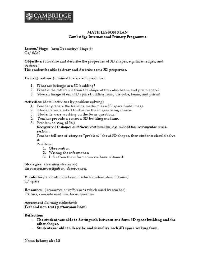 Understanding 3D Shapes: A Lesson Plan on Visualizing and Describing ...
