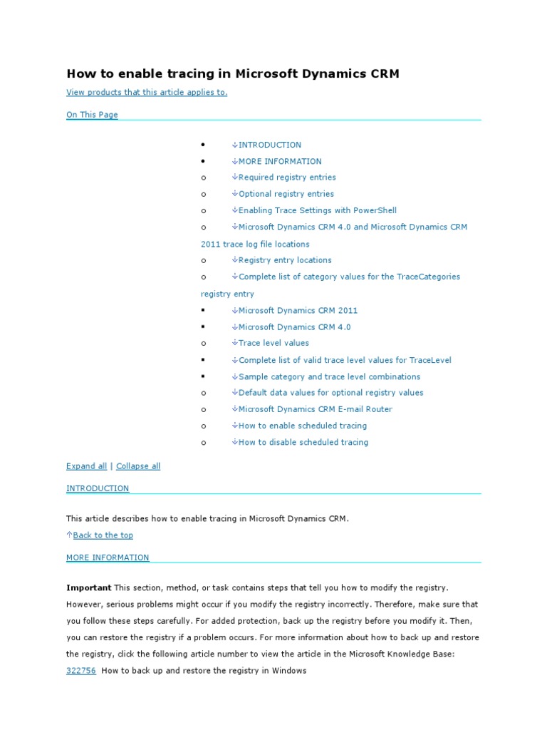 How To Enable Tracing in Microsoft Dynamics CRM | PDF | Windows ...