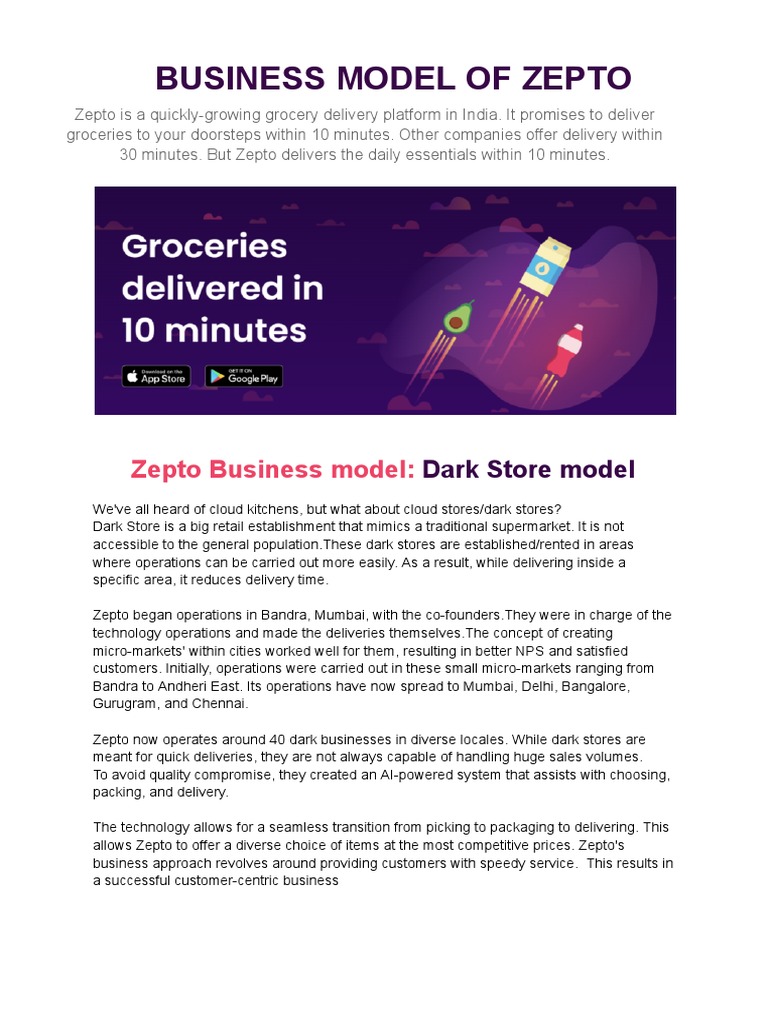 Zepto's Business Model and Marketing Strategy for 10-Minute Grocery ...