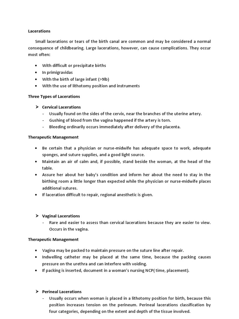 Types and Management of Birth Lacerations | PDF | Rectum | Vagina
