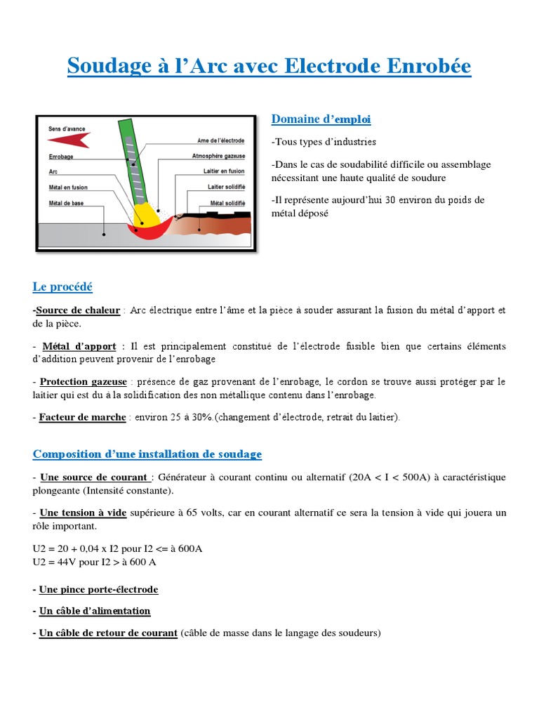 Soudage À L'arc Avec Electrode Enrobée | PDF | Soudage | Construction