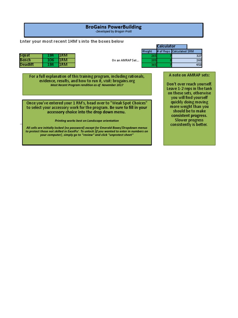 BroGains PowerBuilding Program Guide | PDF | Strength Training | Weight ...