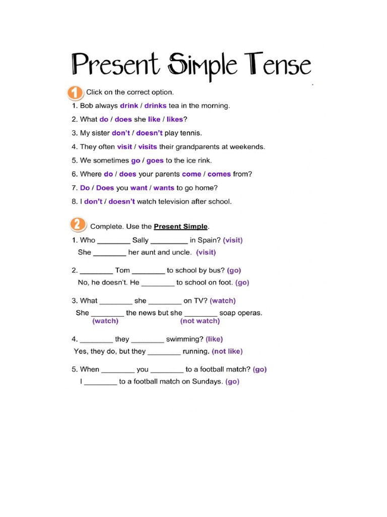 Present Simple - Exercise | PDF
